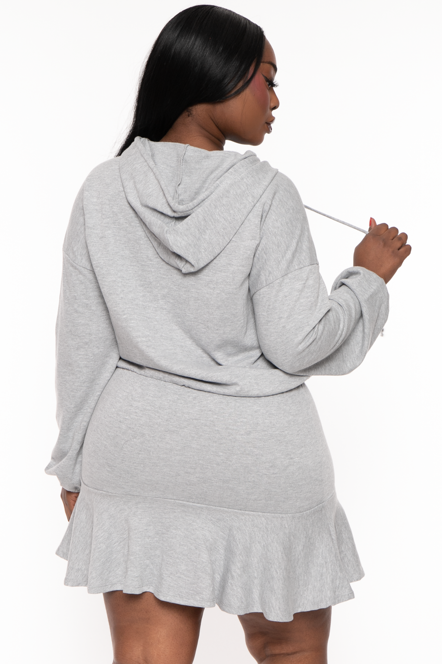 Plus Size Tracie Hoodie Mini Dress - Heather Grey – Curvy Sense
